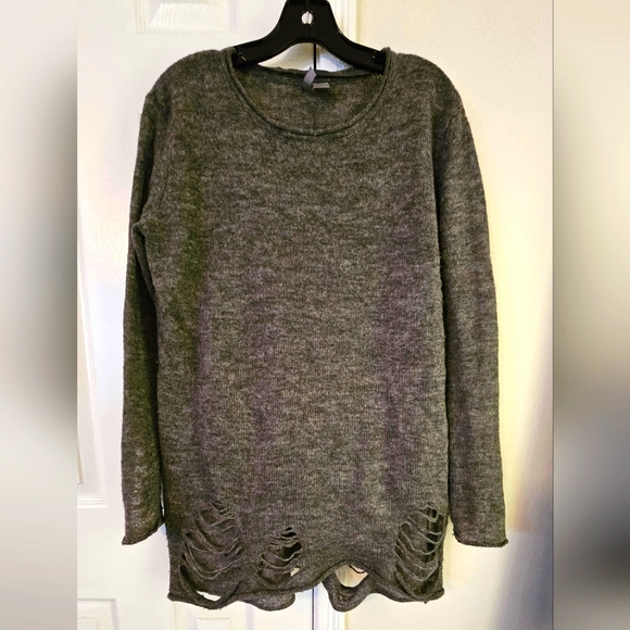 H&M | Sweaters | Hm Divided Destroyed Oversized Charcoal Sweater | Poshmark